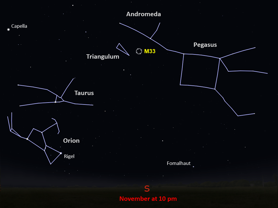 M33 Star Chart – Northern Hemisphere