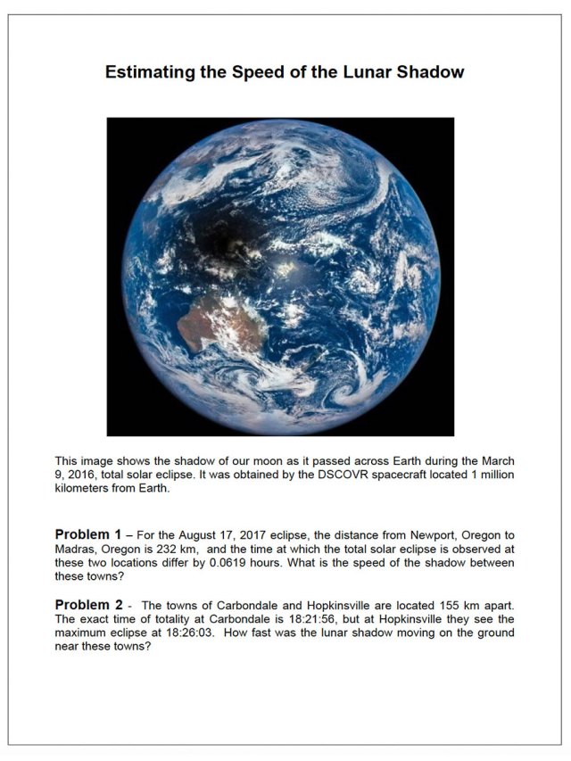 Estimating the Speed of the Lunar Shadow Activity - NASA Science