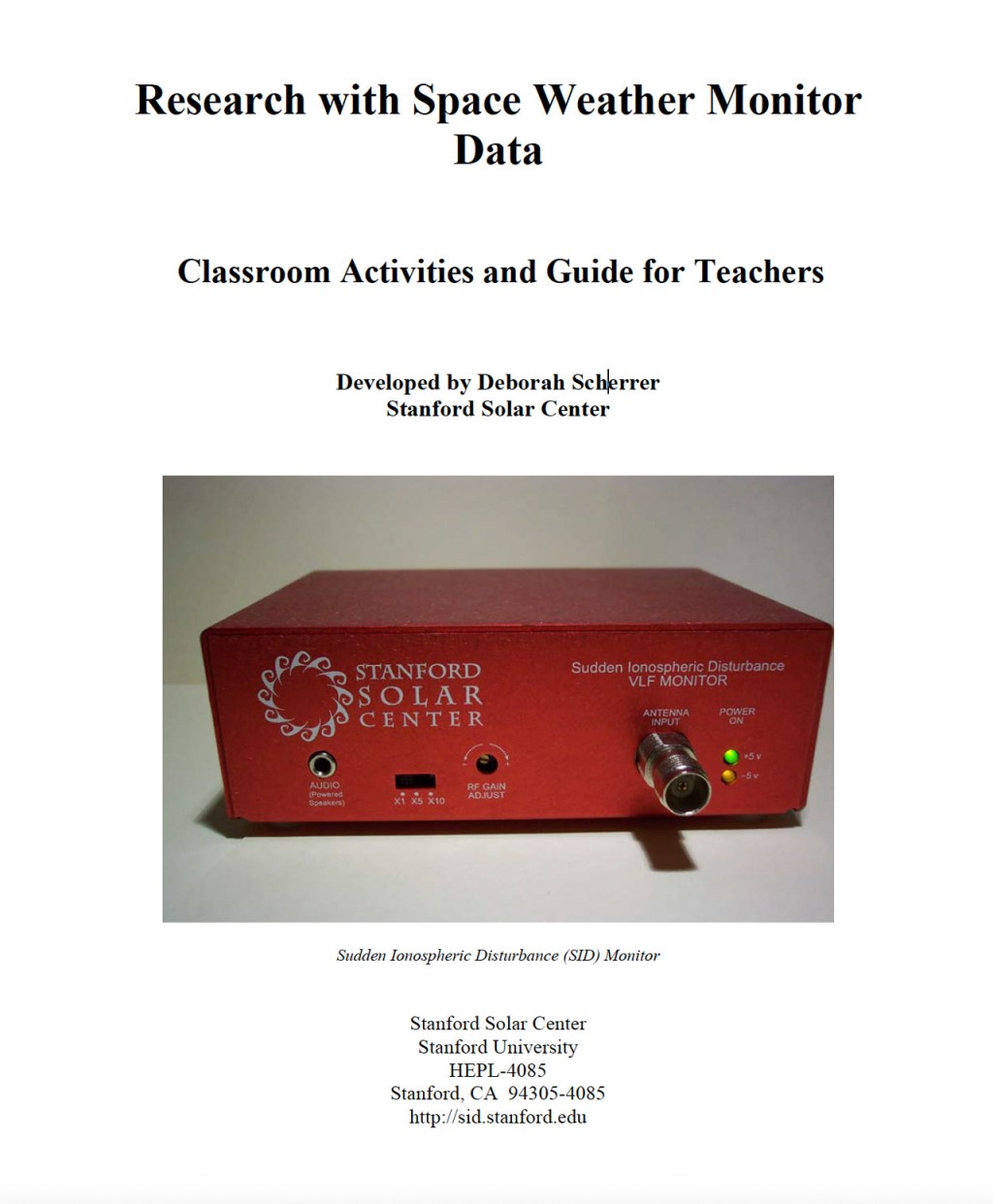 Research with Space Weather Monitor Data Teacher Guide - NASA Science