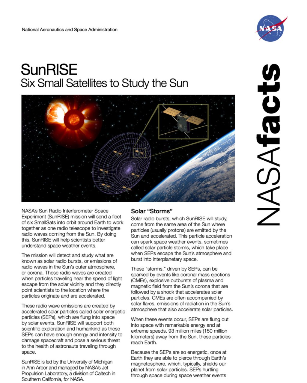 NASA Facts: SunRISE | Six Small Satellites to Study the Sun - NASA Science