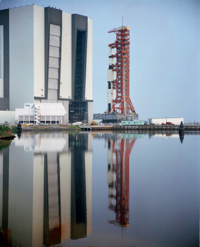 View of Apollo 15 Space Vehicle Leaving VAB to Pad A, Launch Complex 39 ...