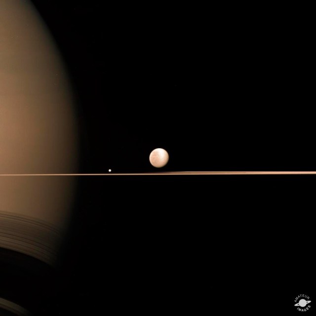 Saturn, Rhea and Mimas by Elisabetta Bonora - NASA Science