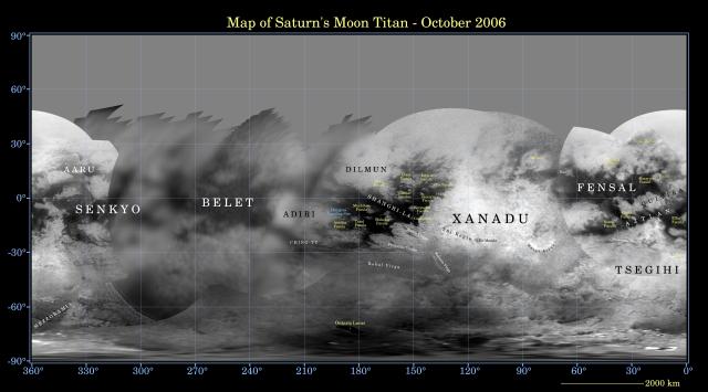 Map of Titan with Labels- December 2006 - NASA Science