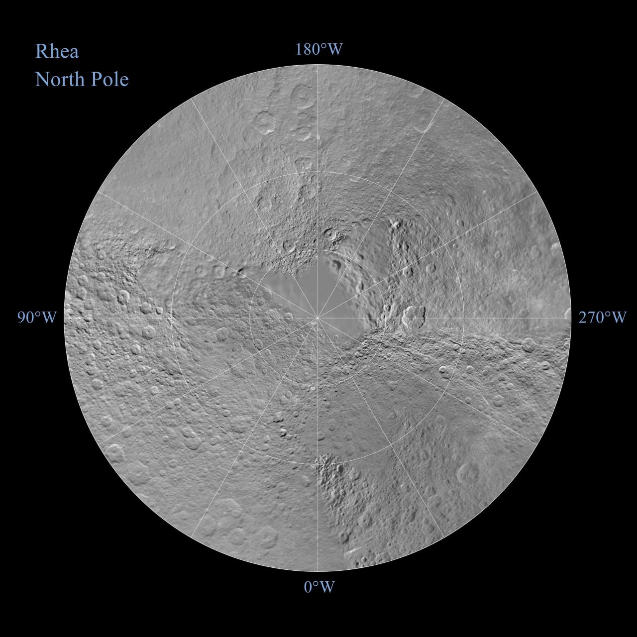 Rhea Polar Maps - February 2010 - NASA Science