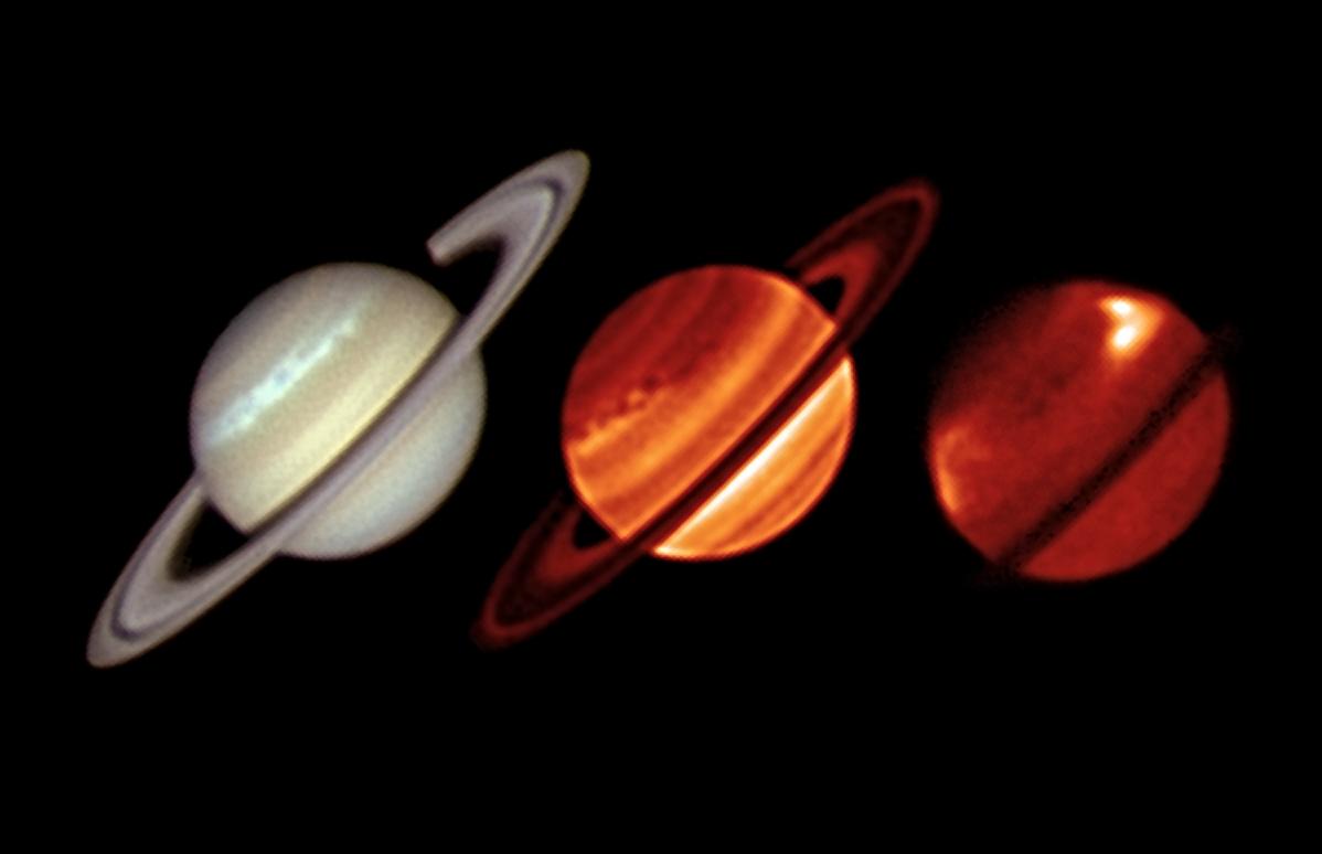 Saturn Northern Storm in Infrared and Visible Light