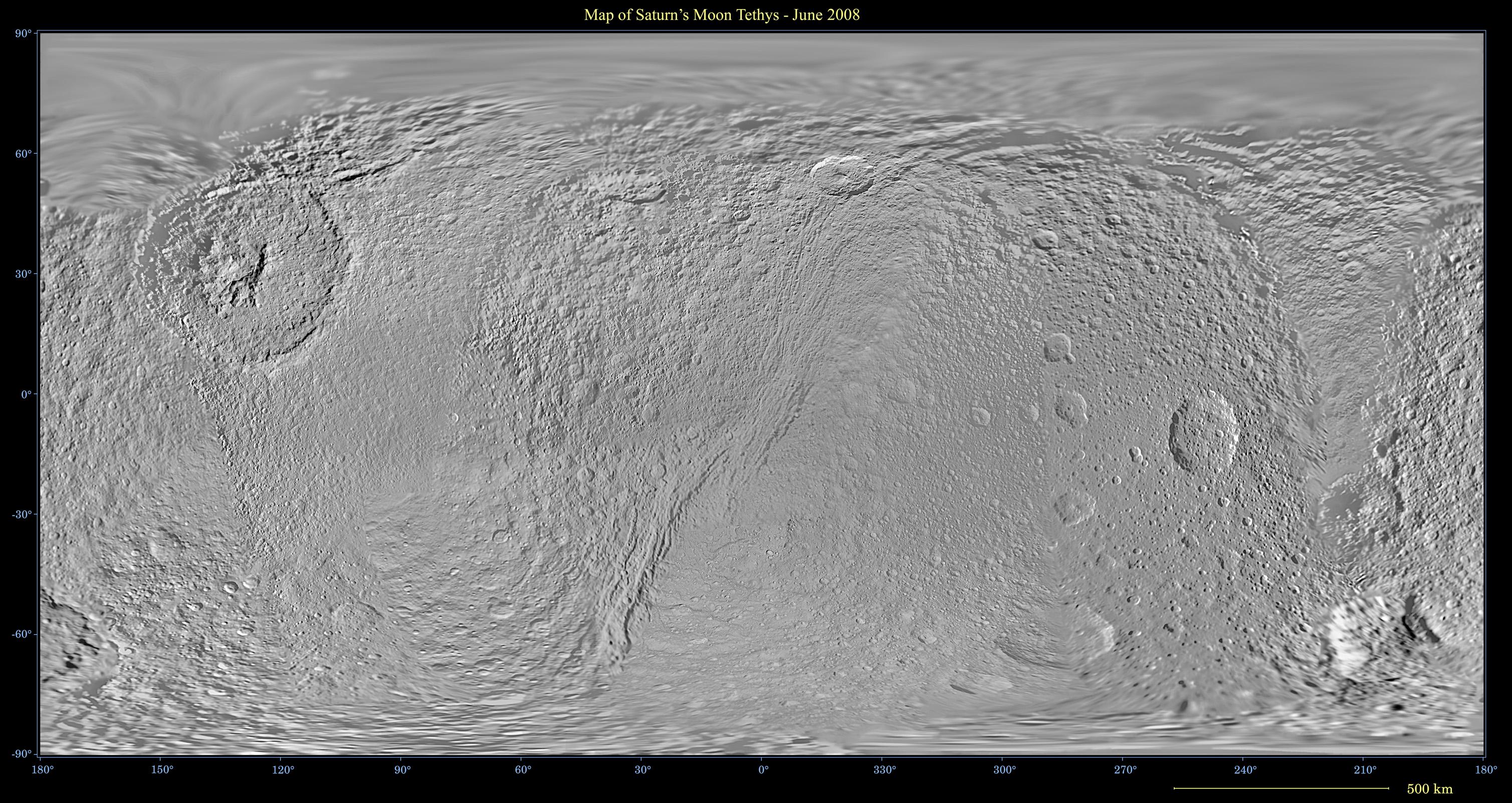 Map of Tethys - August 2008 - NASA Science