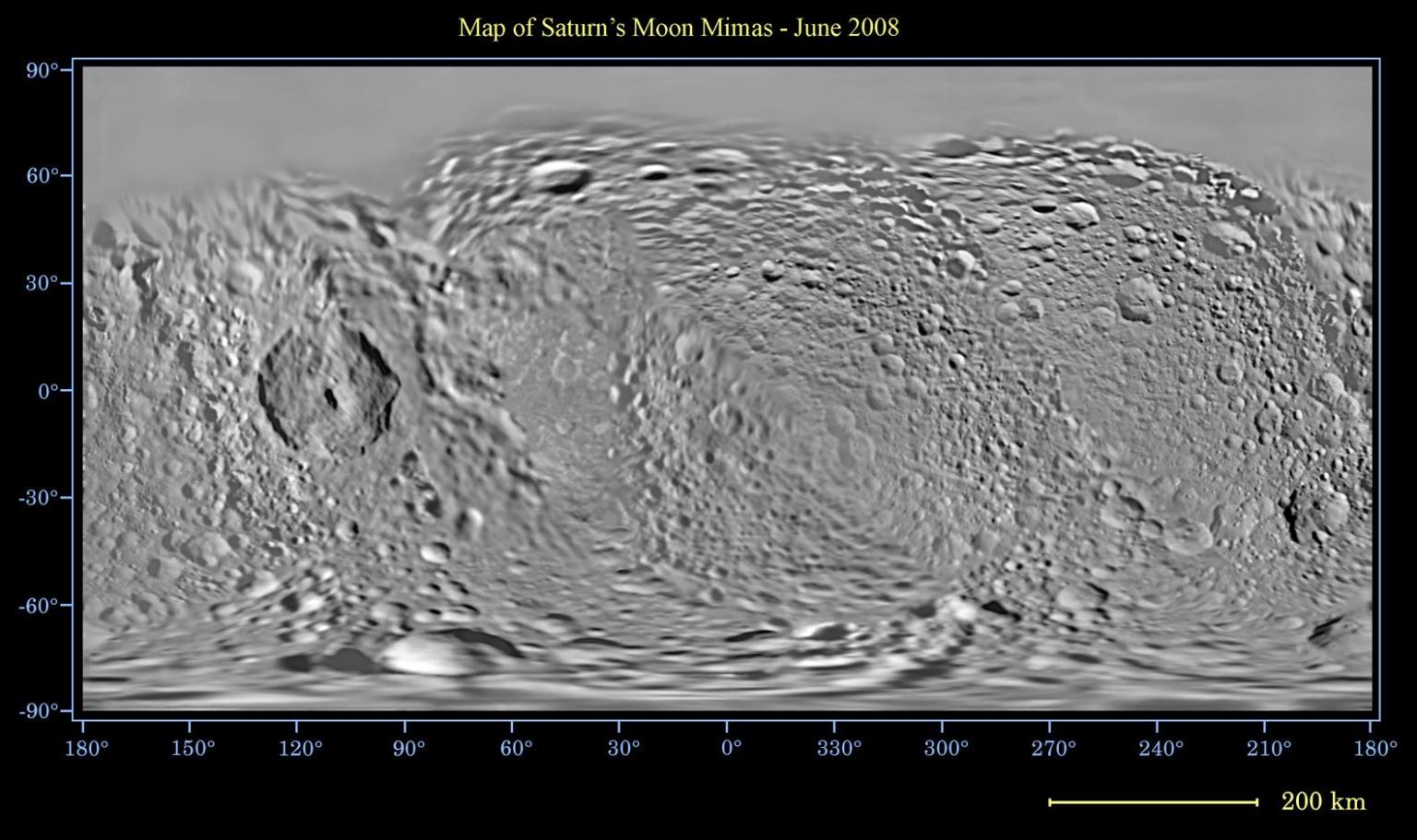 Map of Mimas - June 2008 - NASA Science