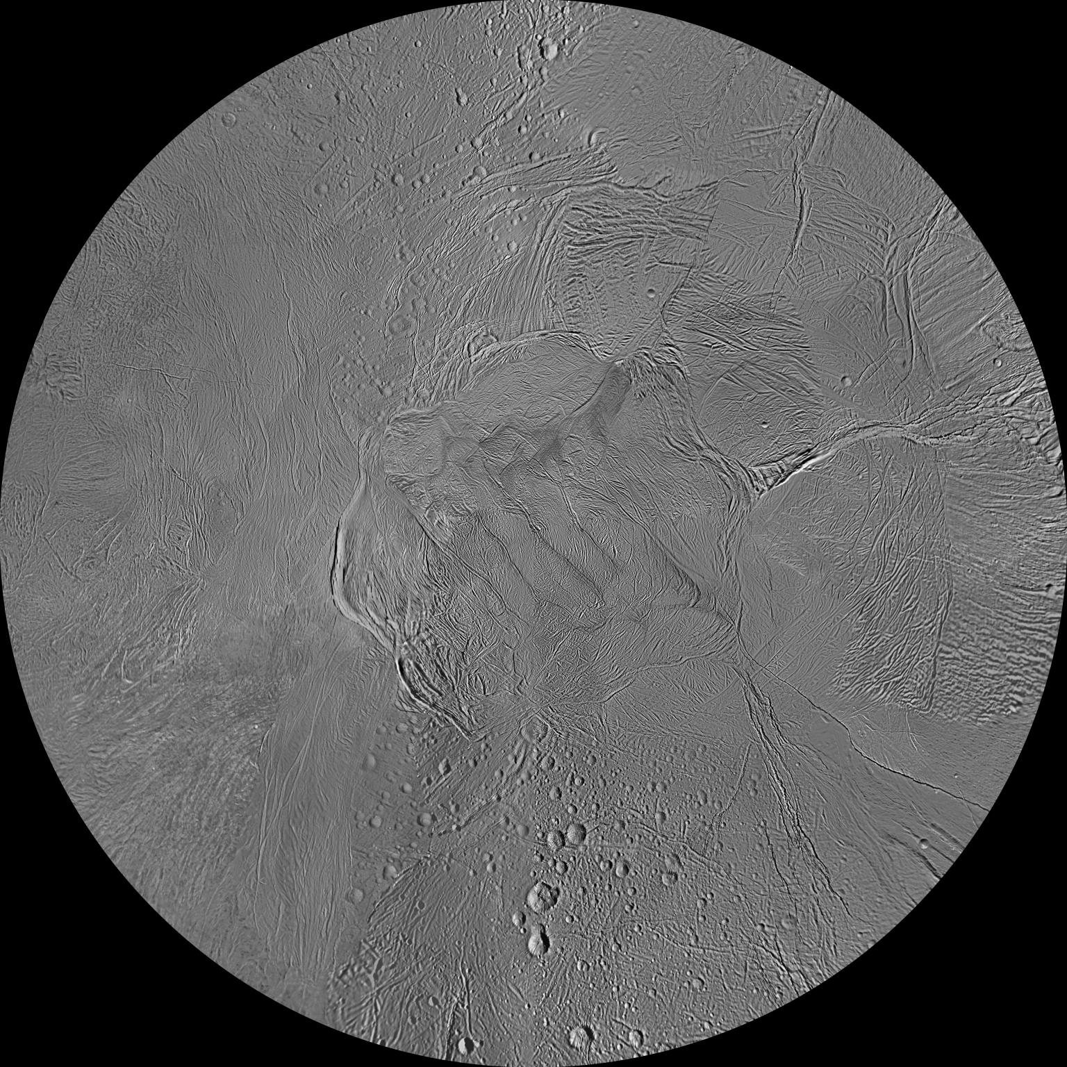 Enceladus Polar Maps - December 2011 - South - Unannotated - NASA Science
