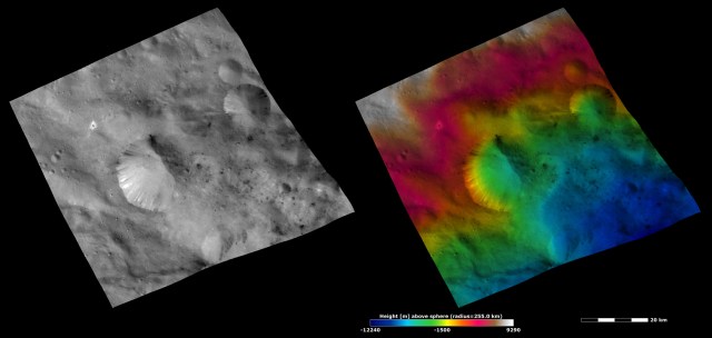 Apparent Brightness and Topography Images of Helena Crater - NASA Science