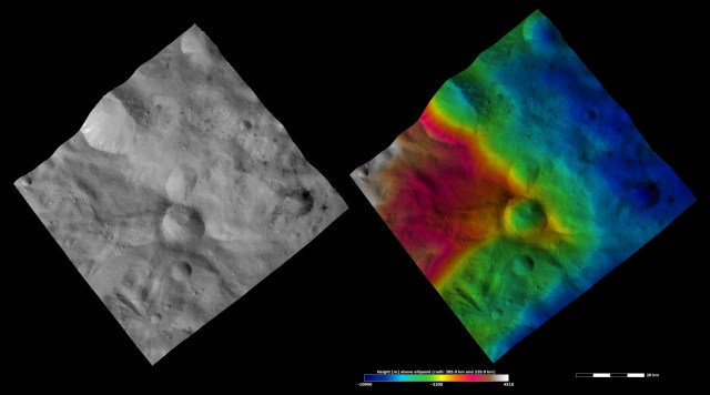 Apparent Brightness and Topography Images of Helena and Laelia Craters ...
