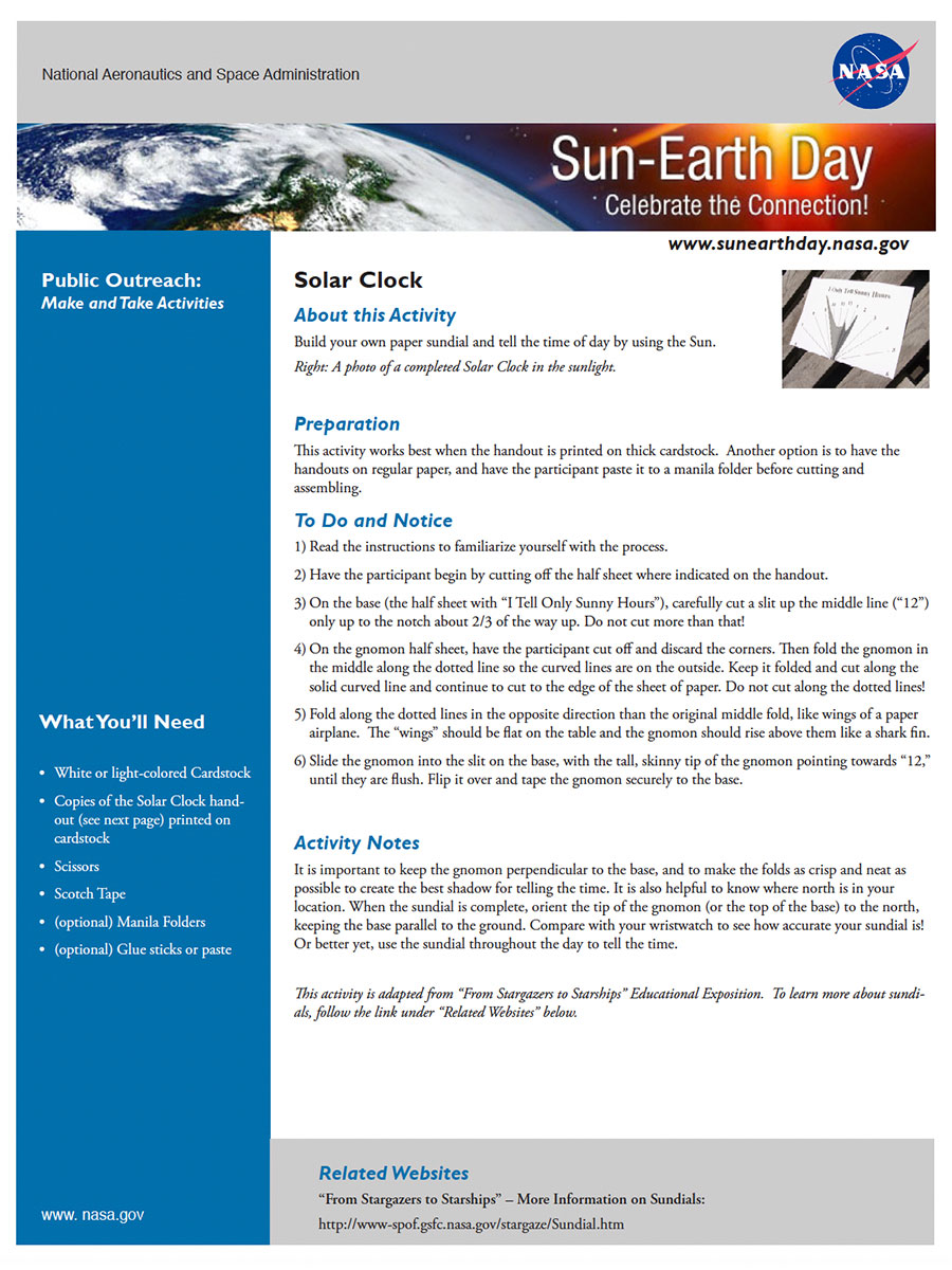Solar Clock Activity - NASA Science