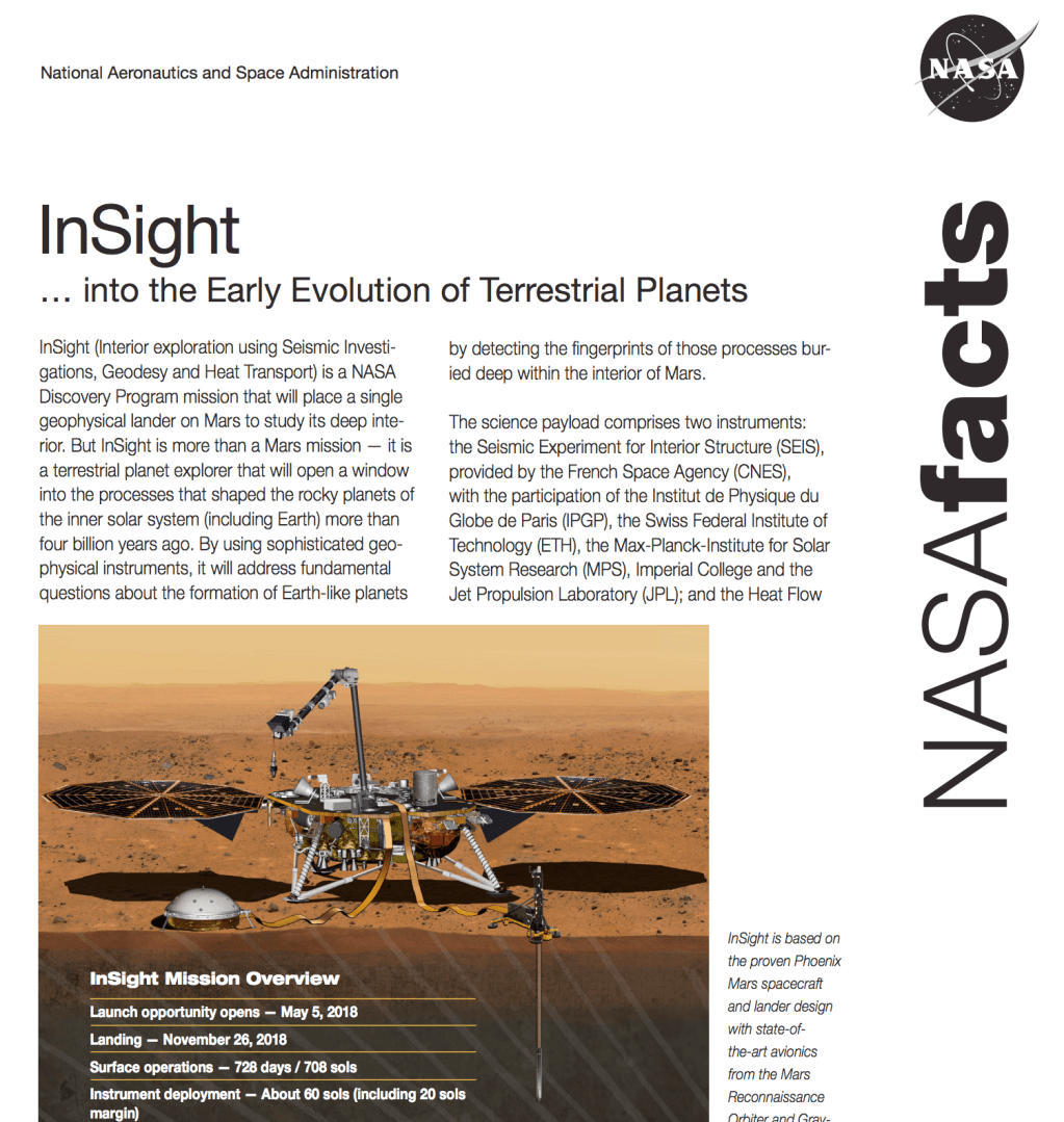 Fact Sheet: InSight - NASA Science