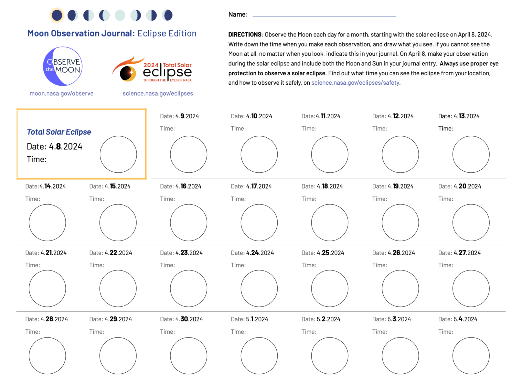 Moon Observation Journal - 2024 Eclipse Edition - NASA Science