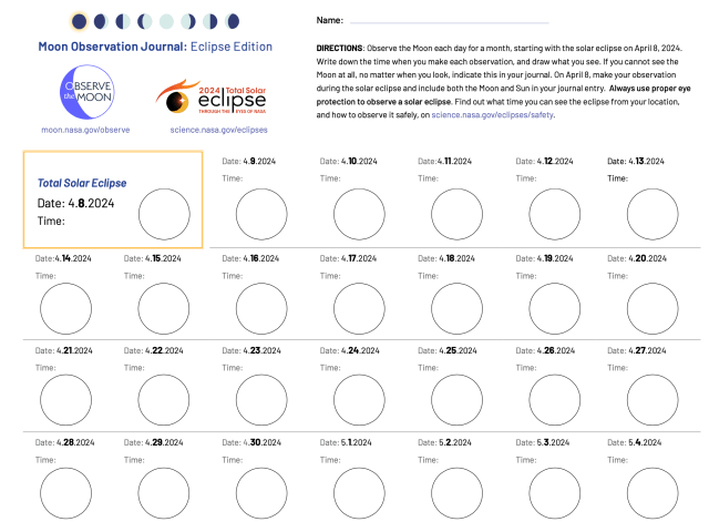Moon Observation Journal - 2024 Eclipse Edition - NASA Science