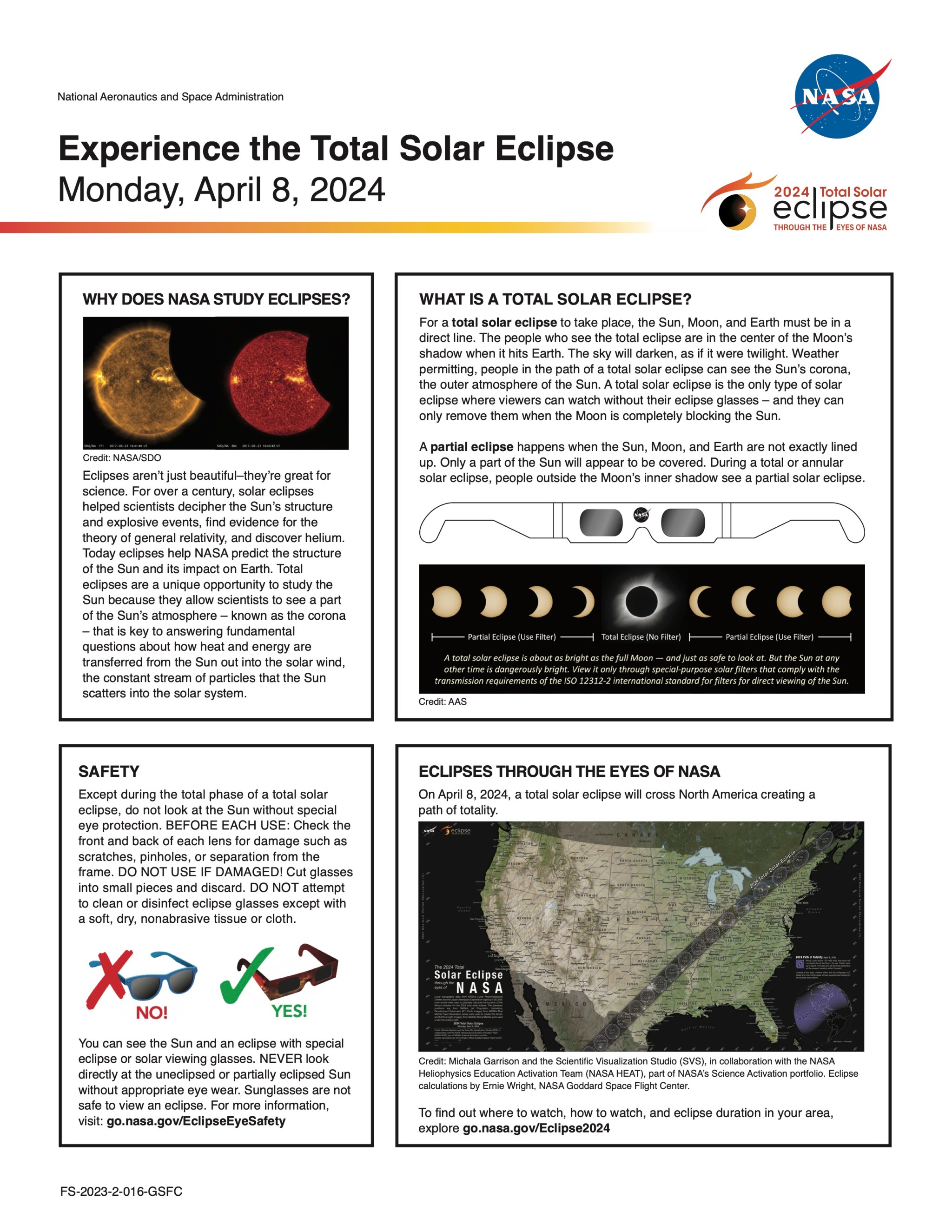 2024 Total Solar Eclipse Fact Sheet - NASA Science