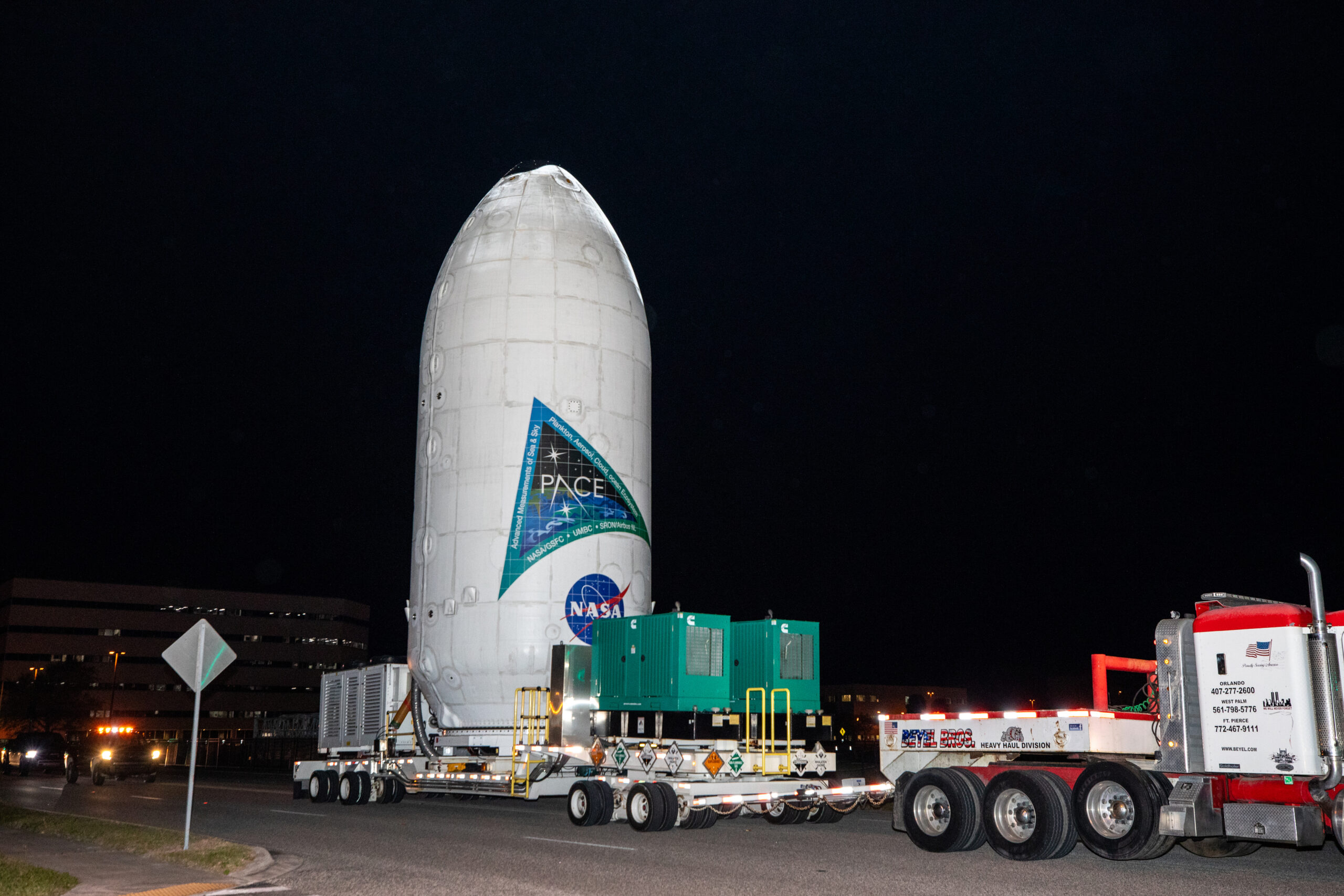 Encapsulated PACE Spacecraft Transported to Launch Pad - NASA Science