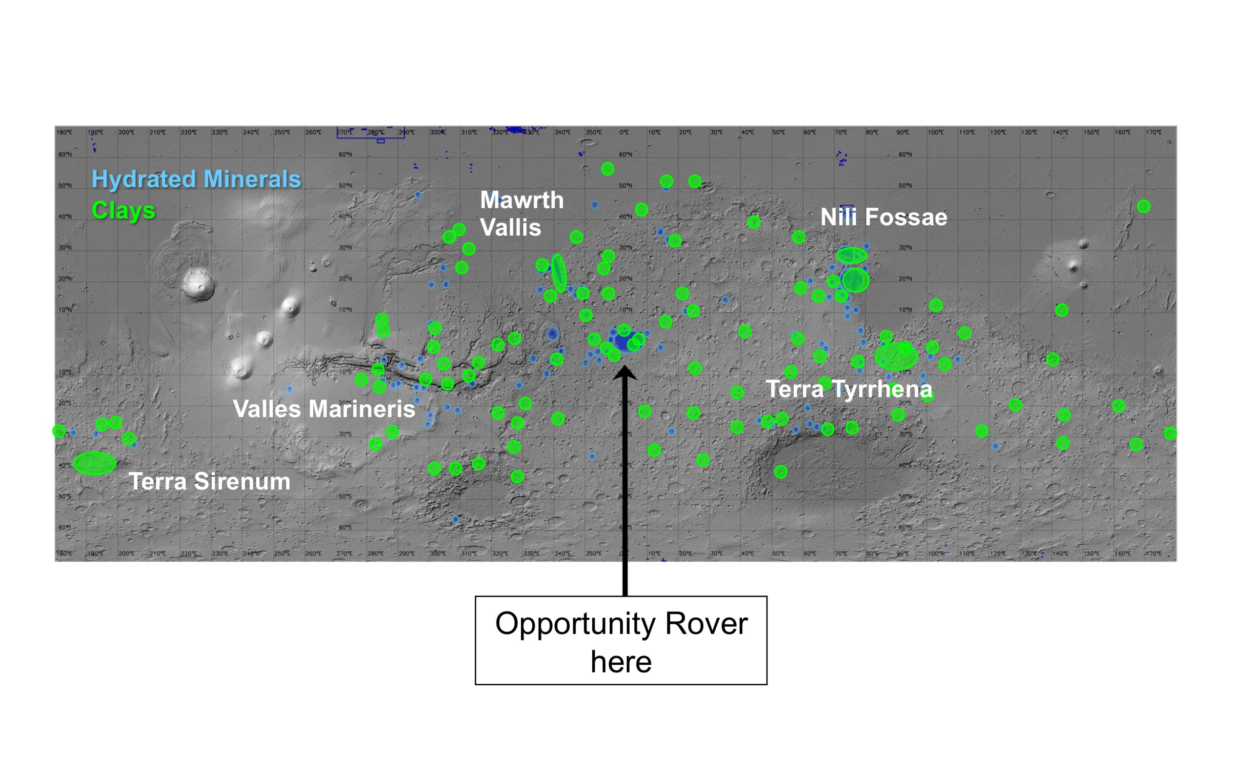 Regions of Mars with Clays and Hydrated Minerals Identified from Orbit ...