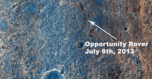 Color View From Orbit Showing Opportunity in 'Botany Bay' (Annotated ...