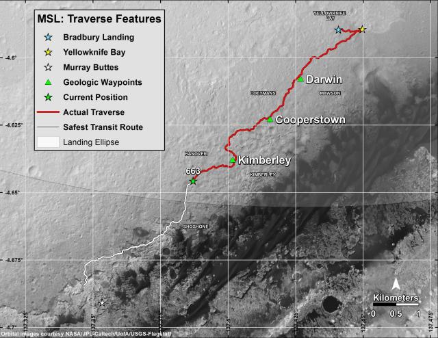 Curiosity Rover's Traverse, First 663 Sols on Mars - NASA Science