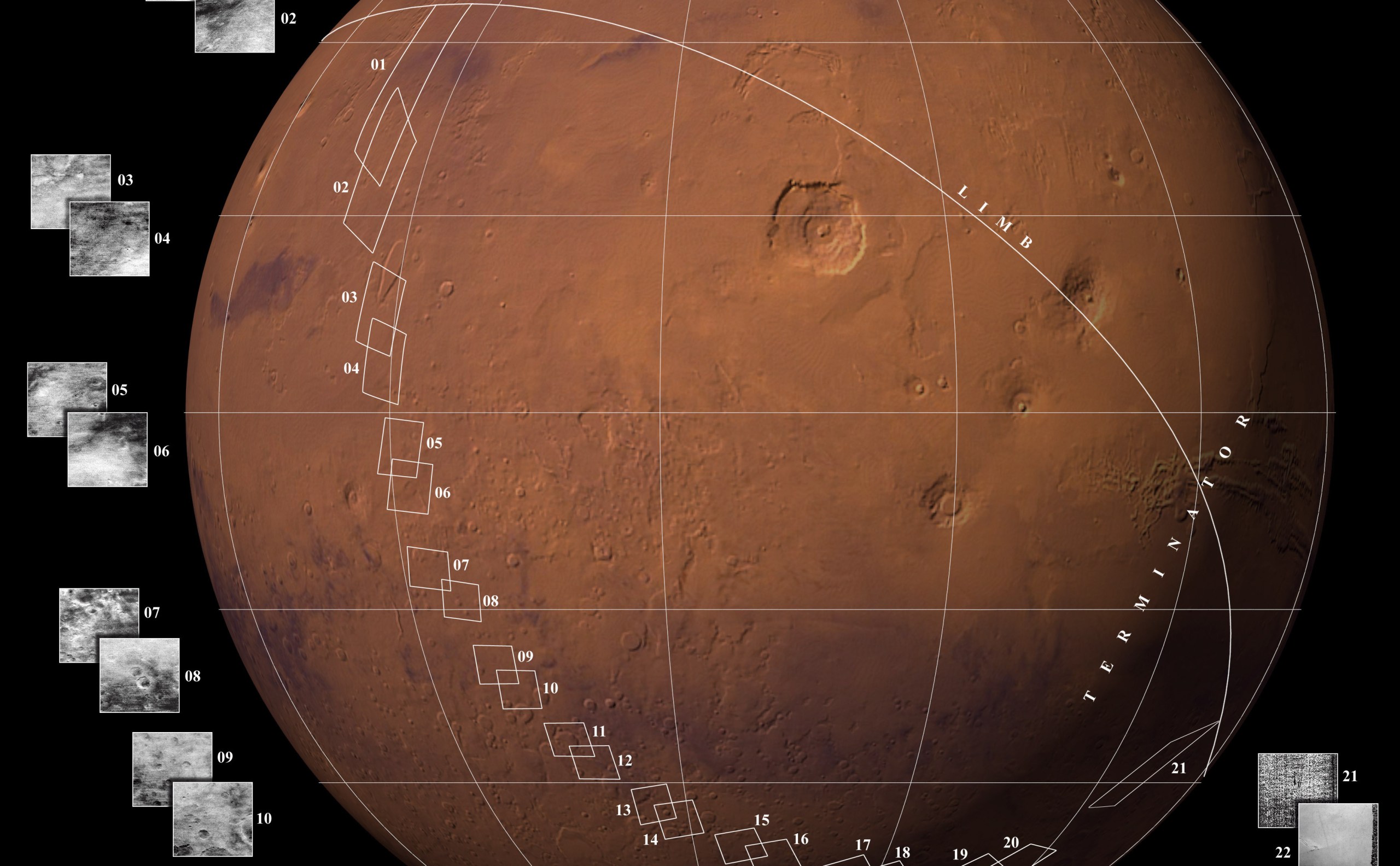Mariner 4's Image Locations on Mars - NASA Science