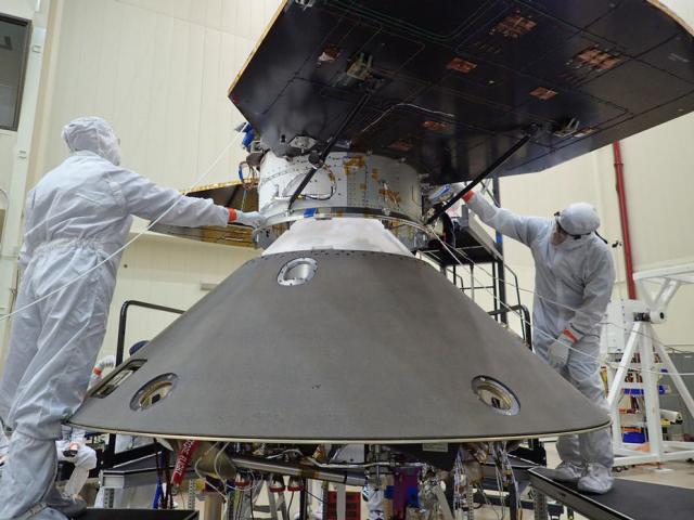 Lowering InSight's Cruise Stage onto Back Shell - NASA Science Lowering InSight's Cruise Stage onto Back Shell - NASA Science