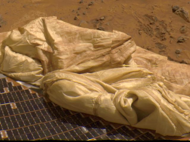 Close-up of Deflated Airbag - NASA Science