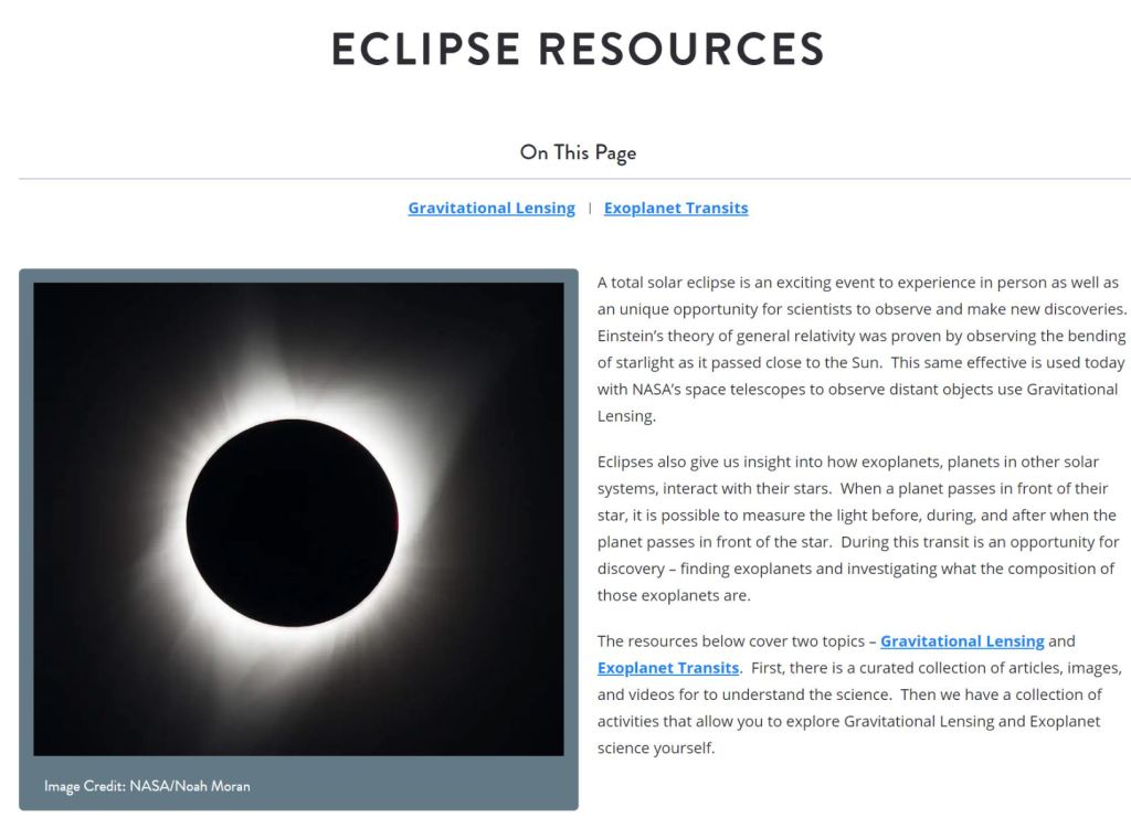Eclipse Resources for Learners and Educators: Connecting the Eclipse to ...