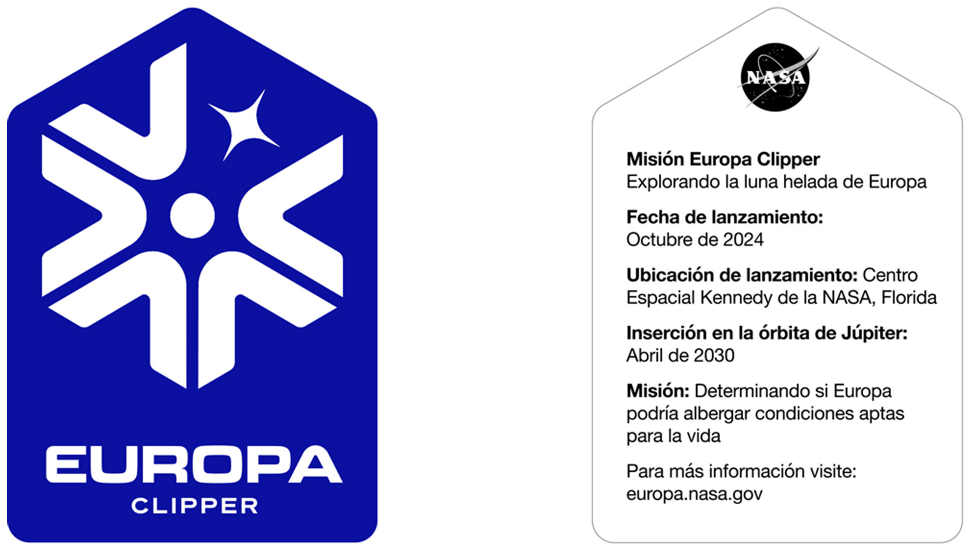 Adhesivo de Europa Clipper (azul, en español) - NASA Science