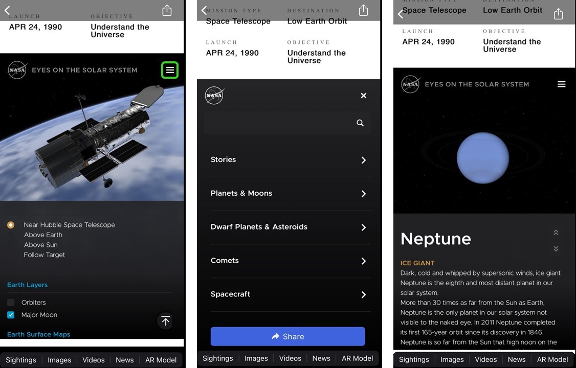 Hubble on the NASA App - NASA Science