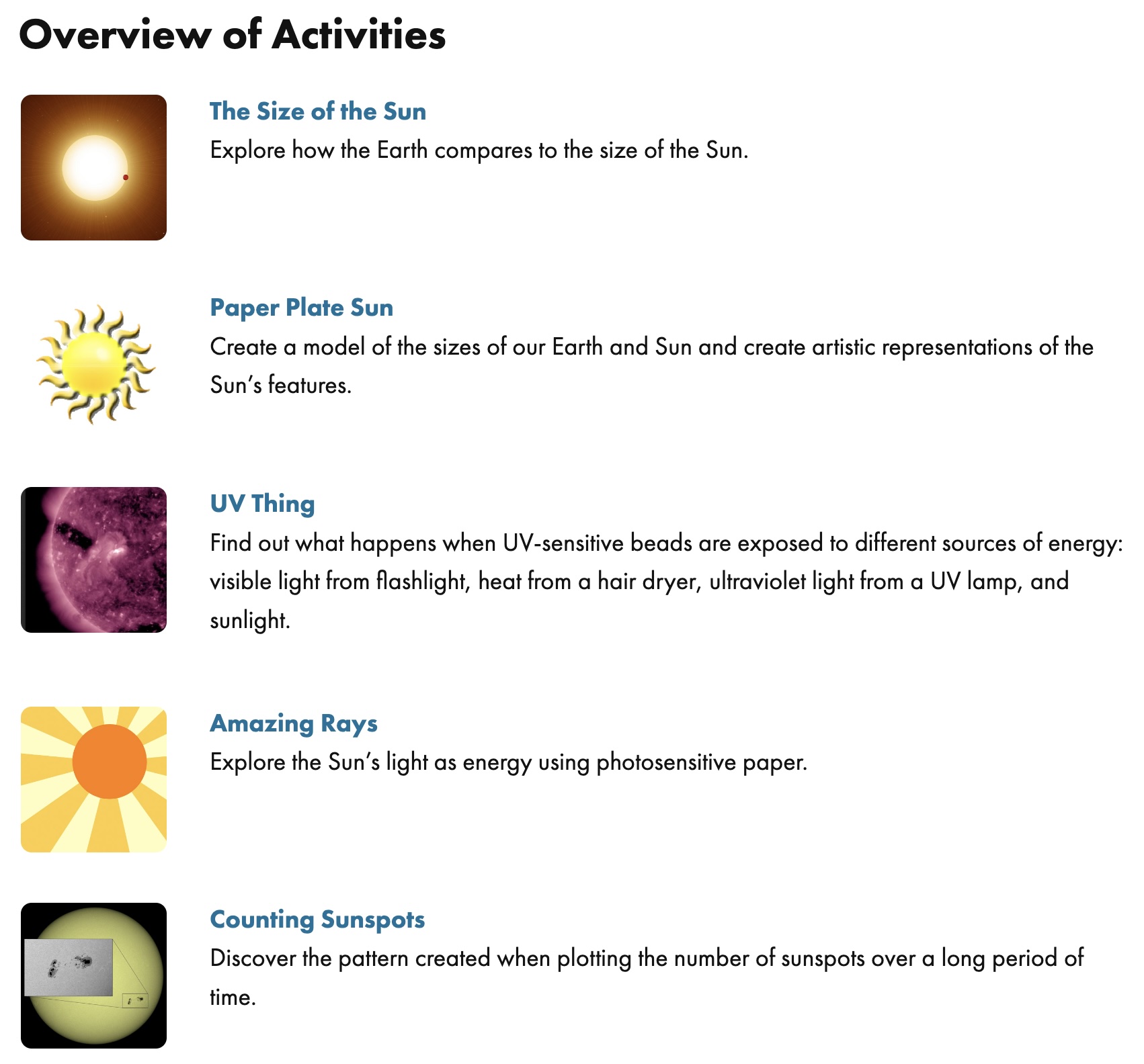 Explore the Sun Activities - NASA Science
